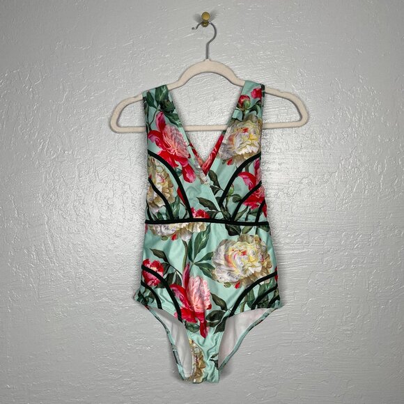 Modcloth | Swim | Modcloth Women L Blue Pink Floral The Gilda Onepiece ...